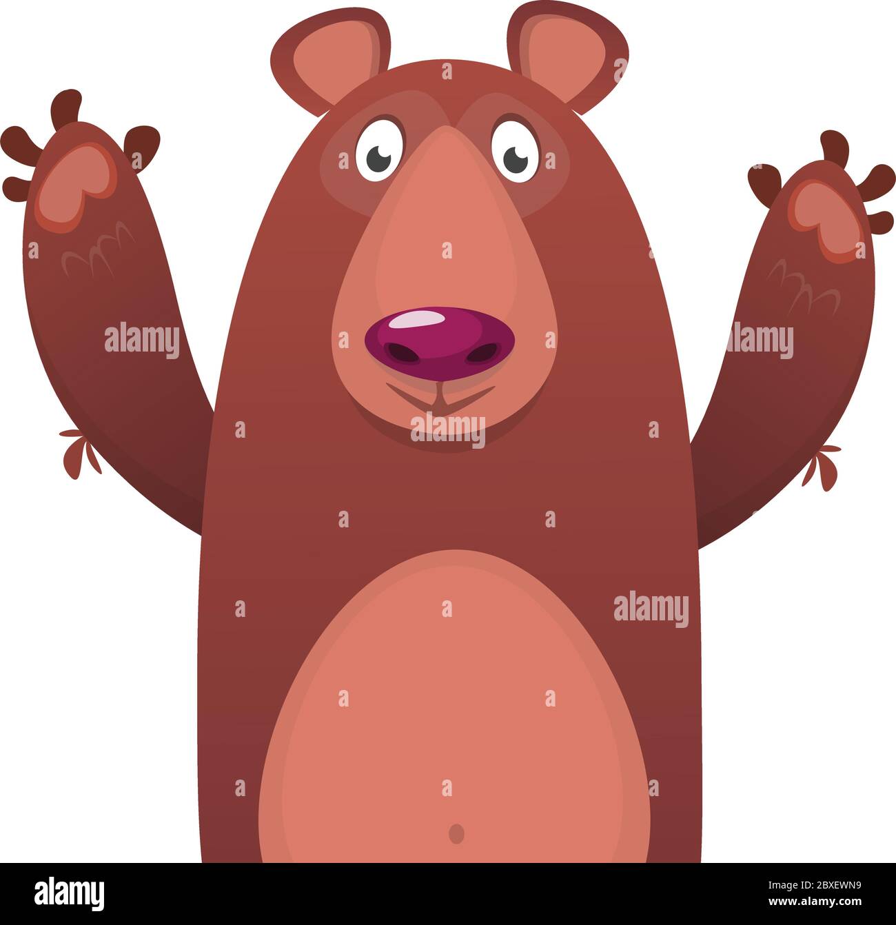 Happy cartoon bear. Vector clip art illustration of brown bear isolated ...