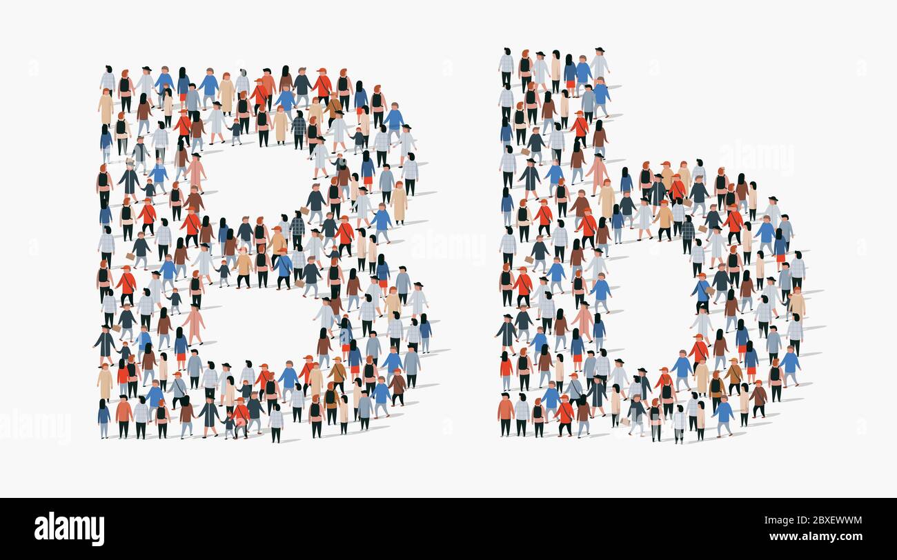 Large group of people in letter B form. Vector seamless background ...