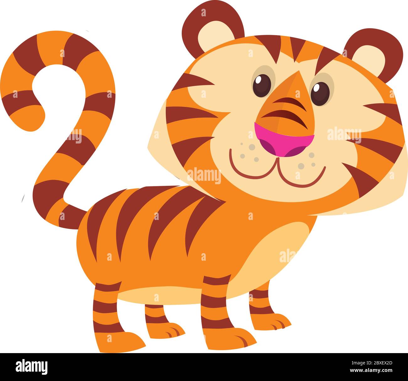 Pretty cute cartoon tiger vector illustration. Isolated on White ...