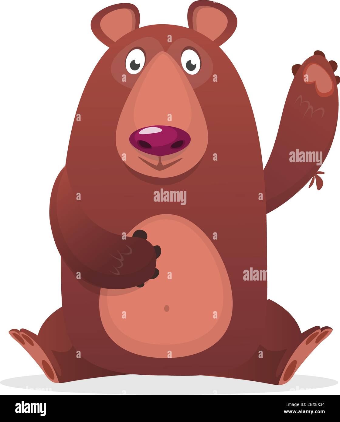 Cute cartoon bear. Vector illustration of a bear waving hand. Isolated ...