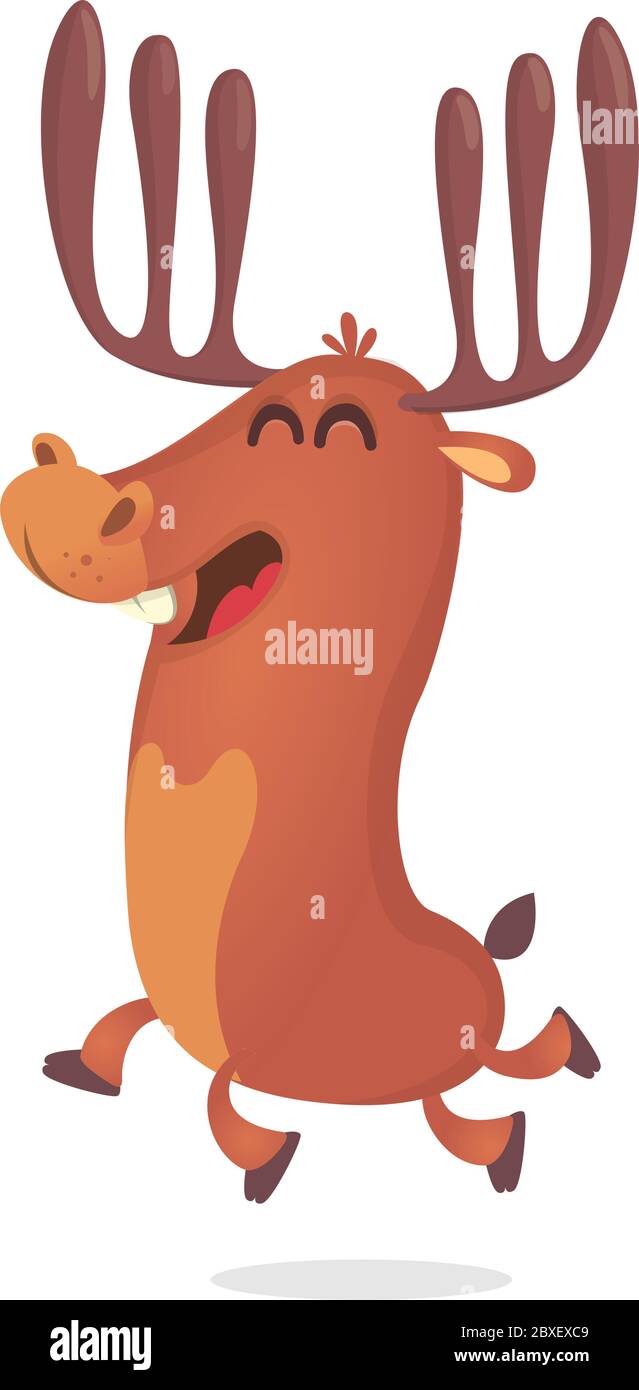 Happy cartoon moose character. Vector moose illustration isolated Stock ...