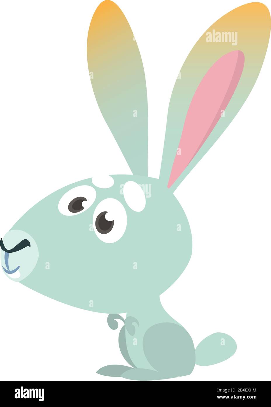 Cute cartoon rabbit. Farm animals. Vector illustration of a smiling ...