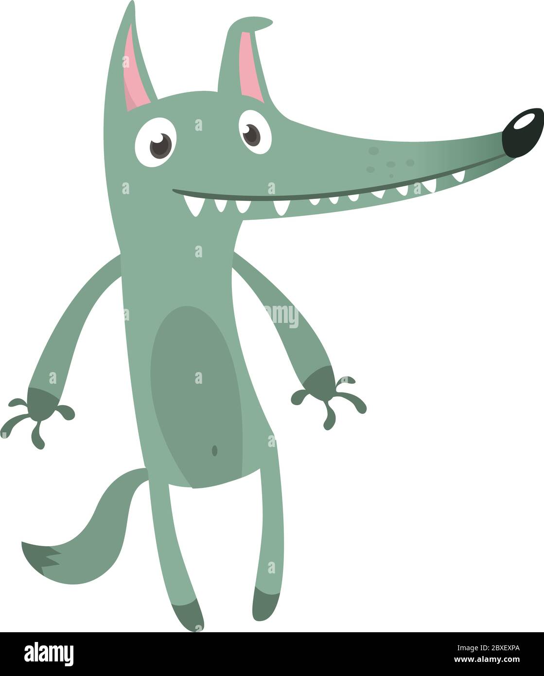 Funny cartoon wolf. Vector illustration. Flat design Stock Vector Image ...