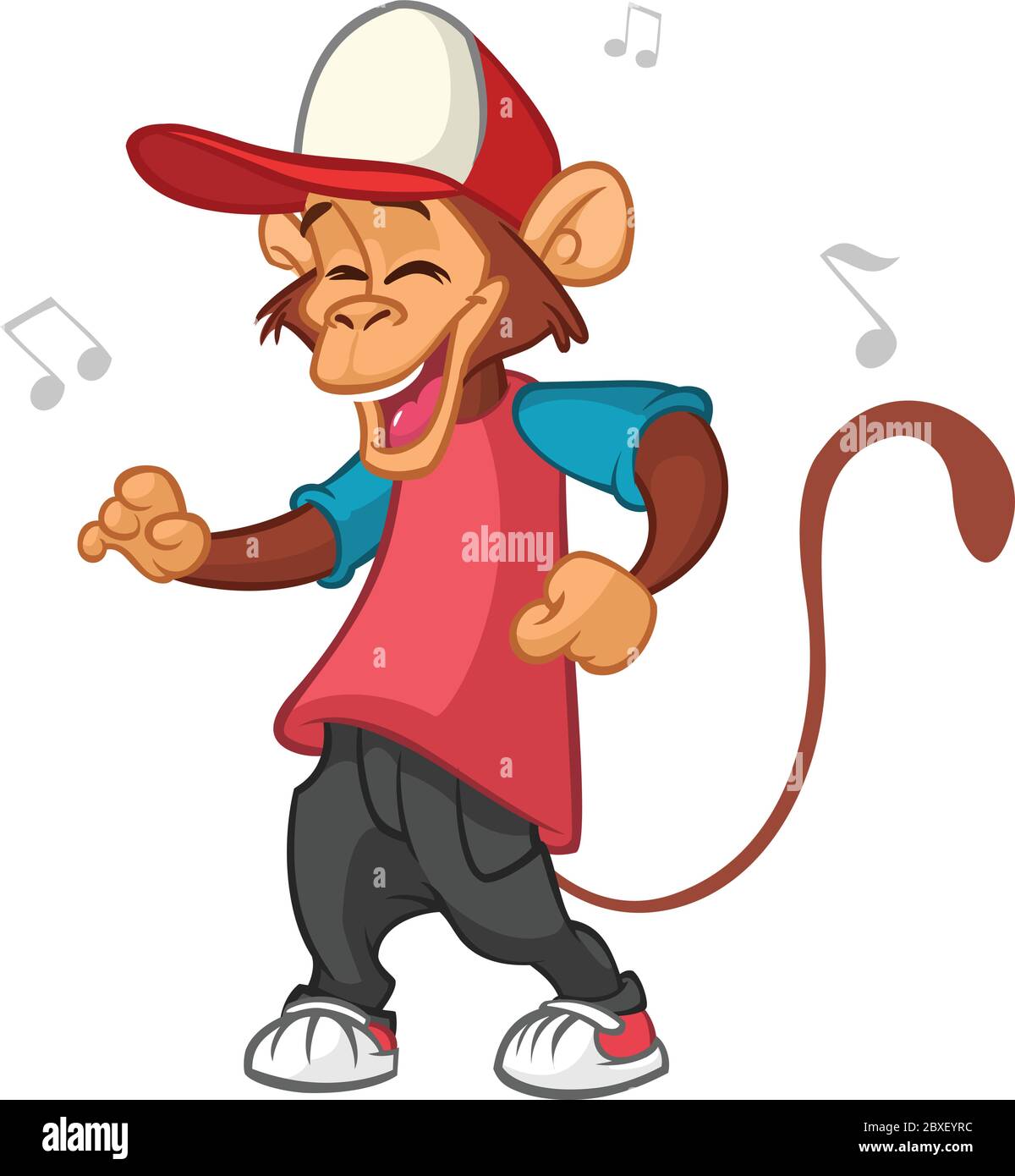 Cartoon monkey dancing. Vector illustration. Chimpanzee dancer Stock ...