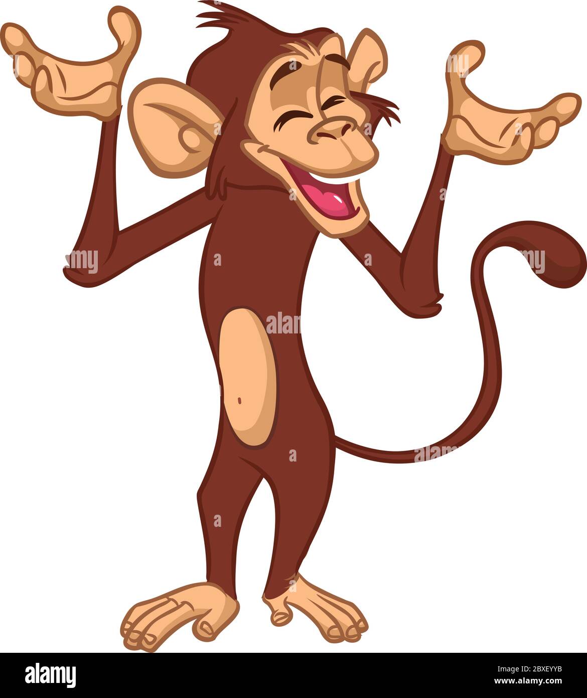 Cartoon monkey chimpanzee. Vector illustration of happy monkey ...