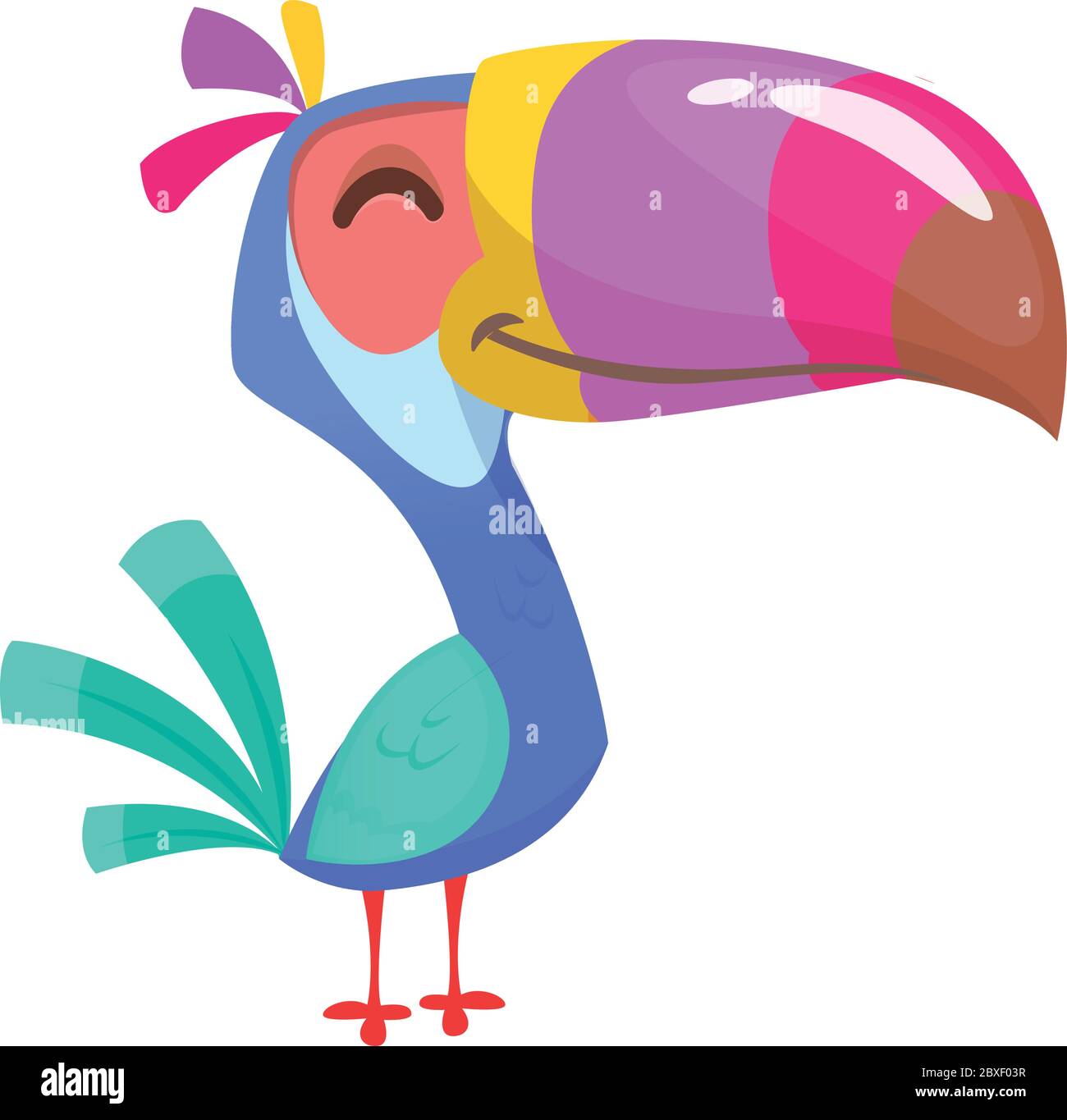 Toucan cartoon. Vector icon of toucan bird. Exotic colorful bird ...