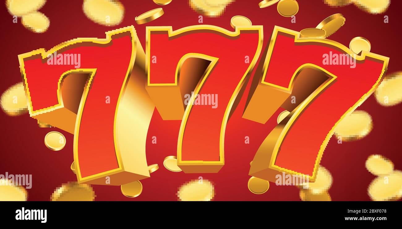Golden slot machine 777 with flying golden coins wins the jackpot. Big ...
