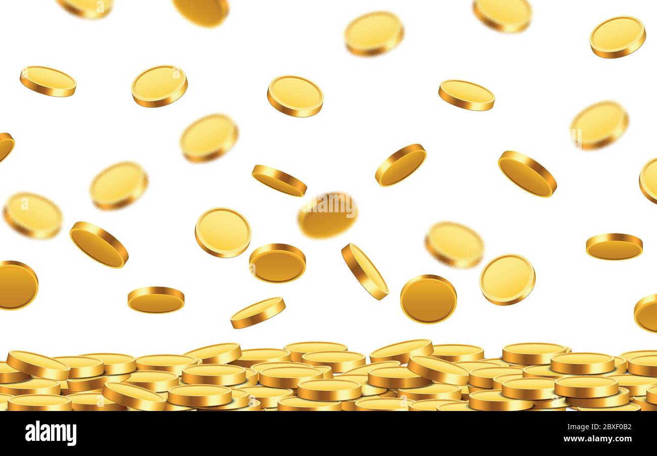 Falling coins, falling money, flying gold coins, golden rain. Jackpot ...