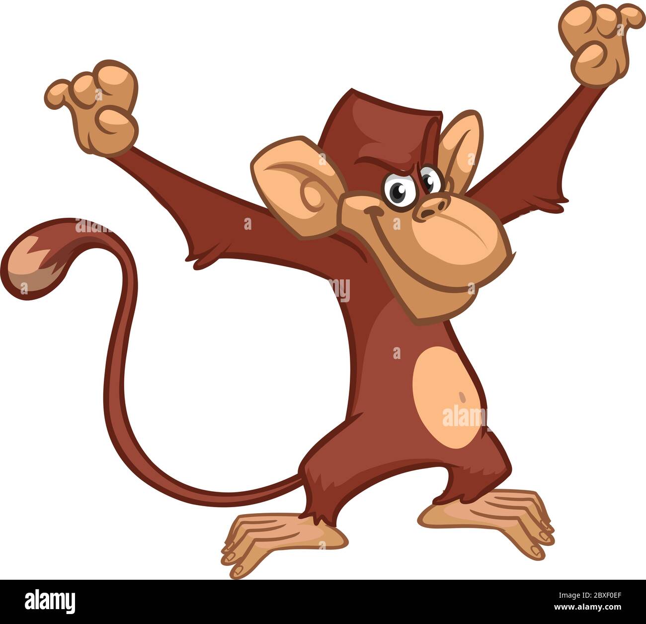 Cartoon monkey chimpanzee. Vector illustration of happy monkey ...