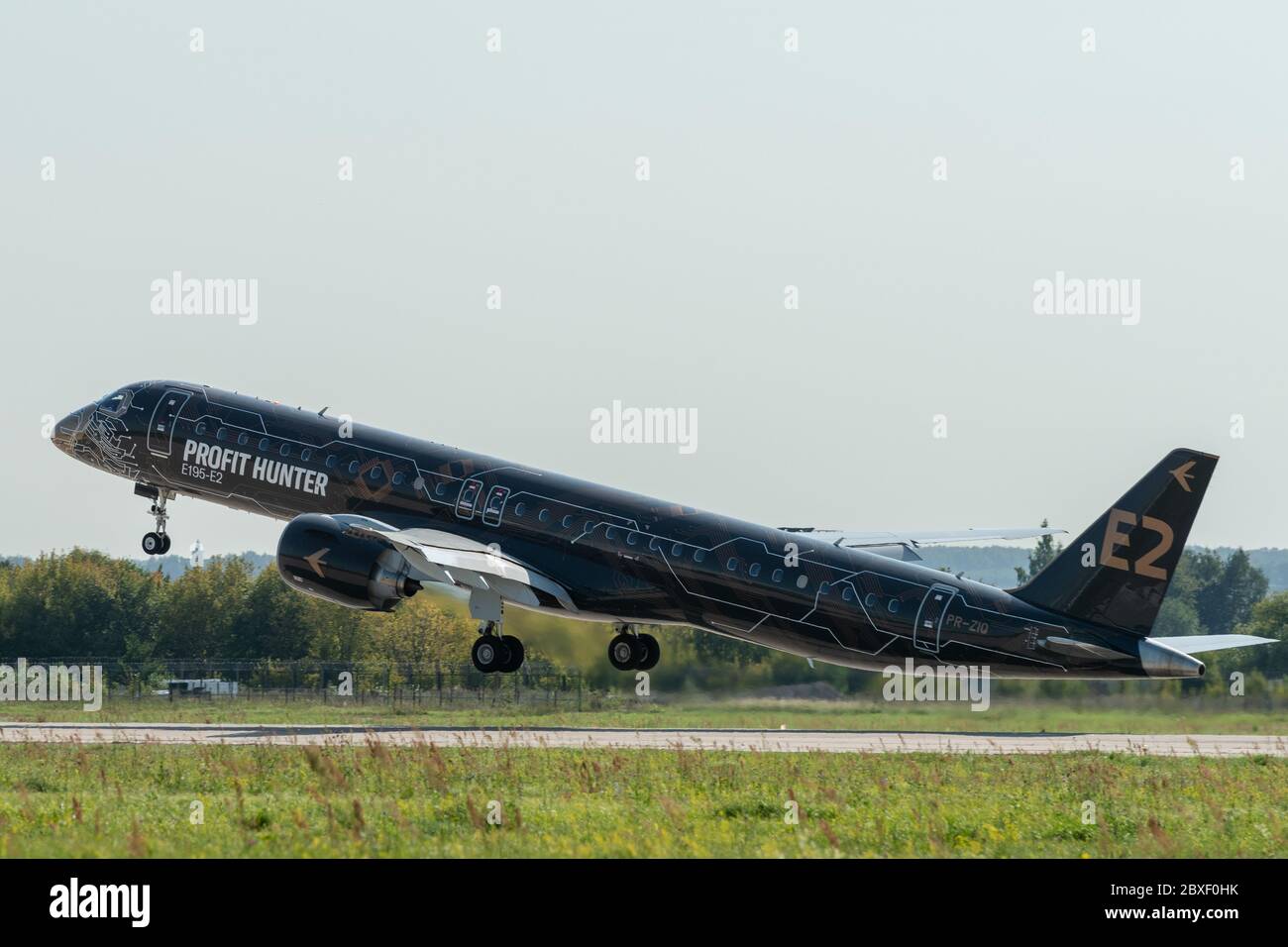 August 30, 2019. Zhukovsky, Russia. Twin-engine narrow-body passenger ...