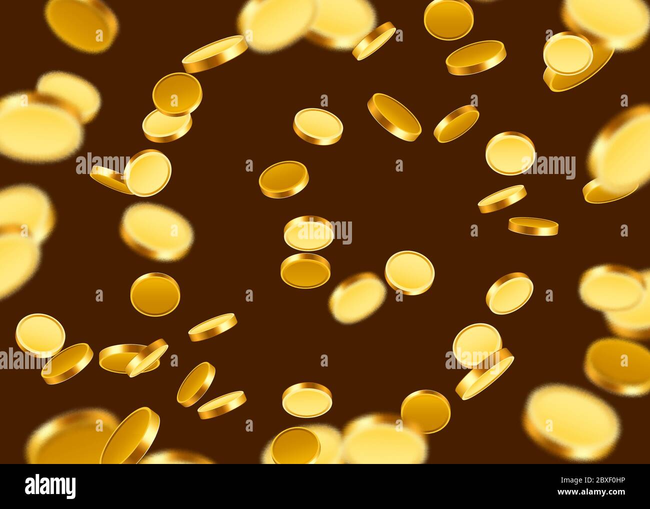 Realistic Gold Coins explosion. Isolated on dark background. Vector ...