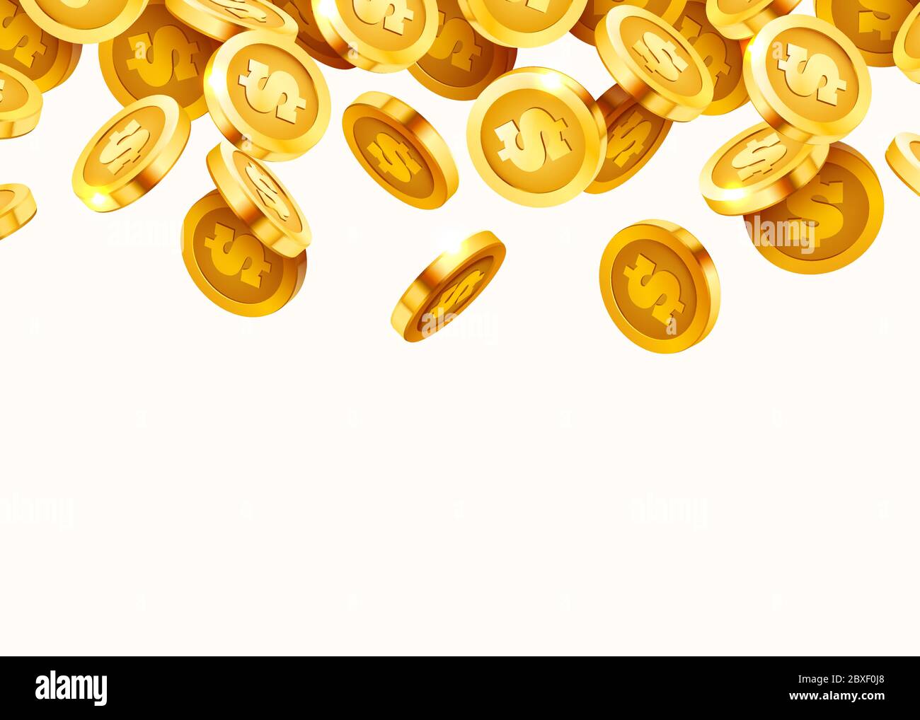 Falling coins, falling money, flying gold coins, golden rain. Jackpot ...