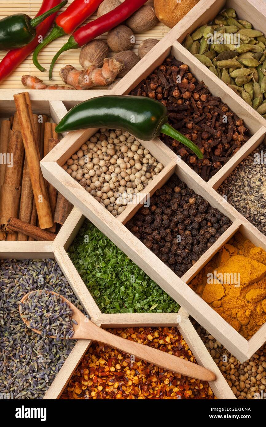A selection of spices used in cooking Stock Photo - Alamy