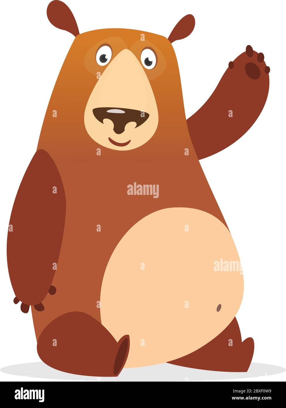 Cute cartoon bear character. Vector illustration of a bear waving hand ...