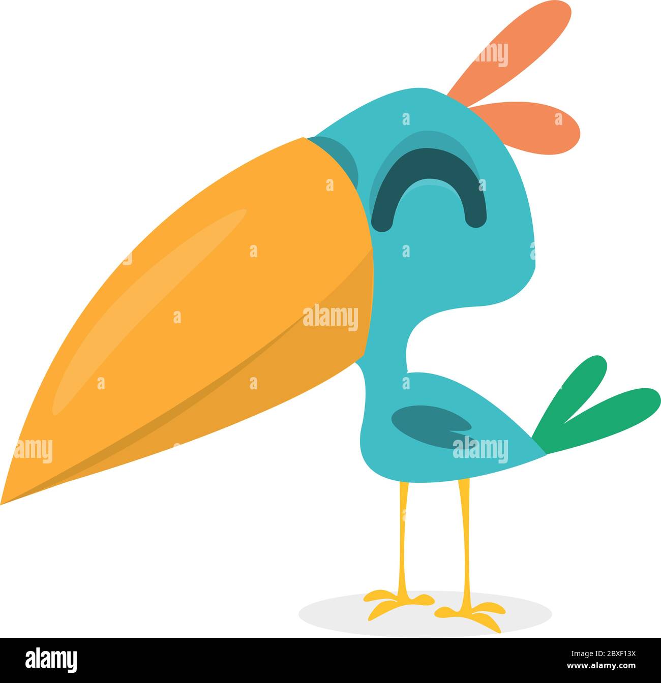 Funny blue bird cartoon. Vector illustration of forest blue bird ...