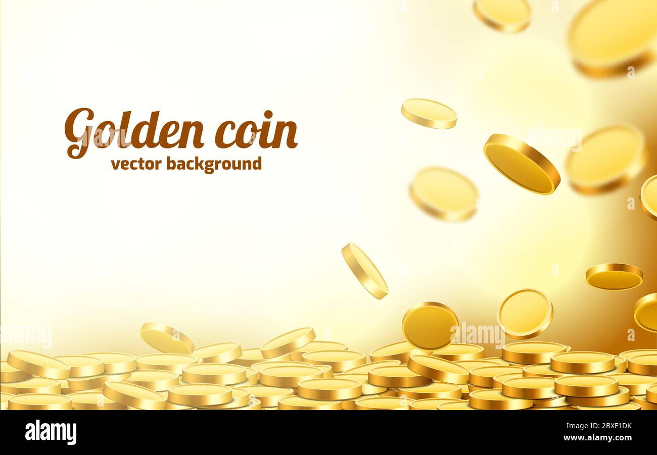 Falling coins, falling money, flying gold coins, golden rain. Jackpot ...