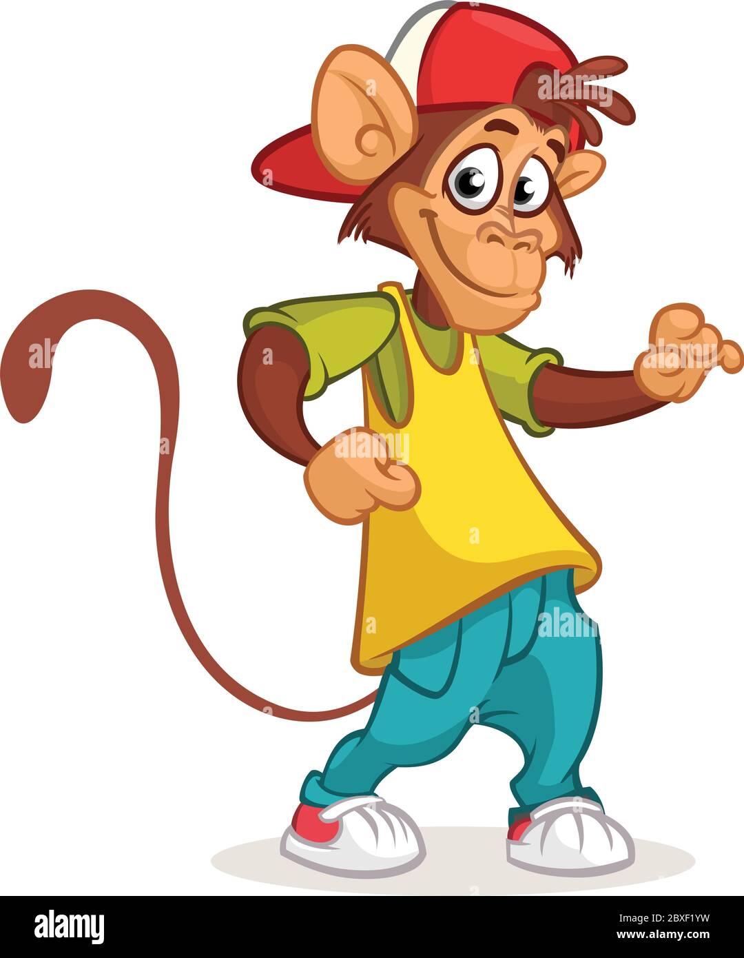 Cartoon monkey dancing. Vector illustration. Chimpanzee dancer Stock ...