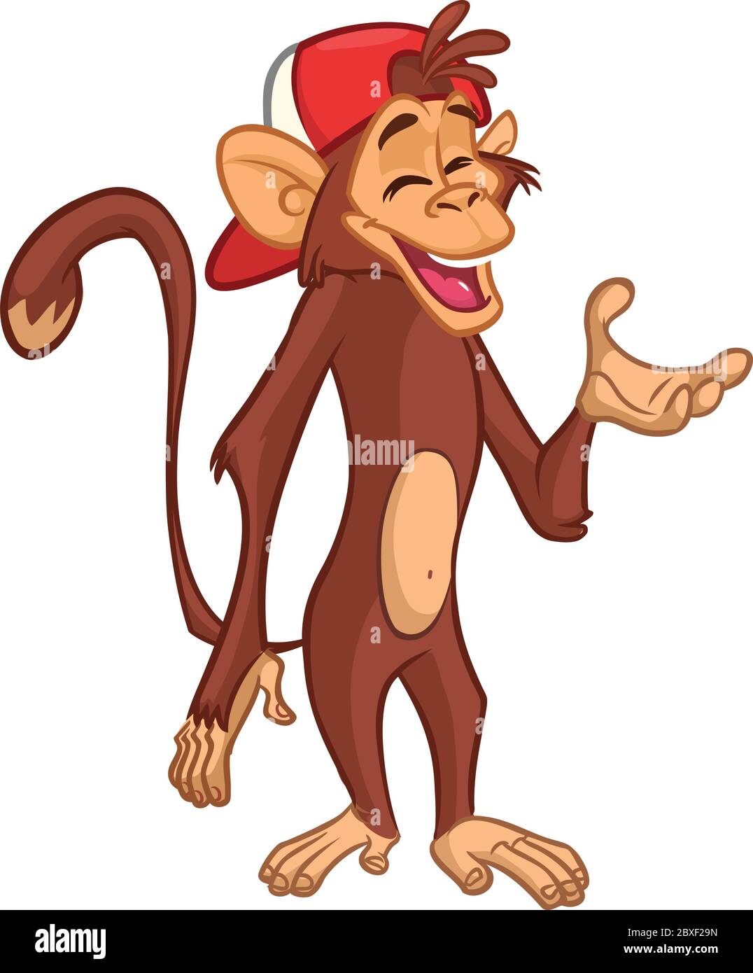 Cartoon monkey chimpanzee. Vector illustration of happy monkey ...
