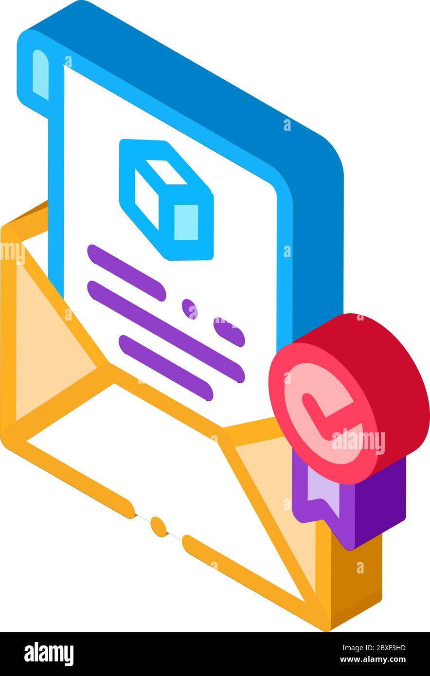 parcel notification letter isometric icon vector illustration Stock ...