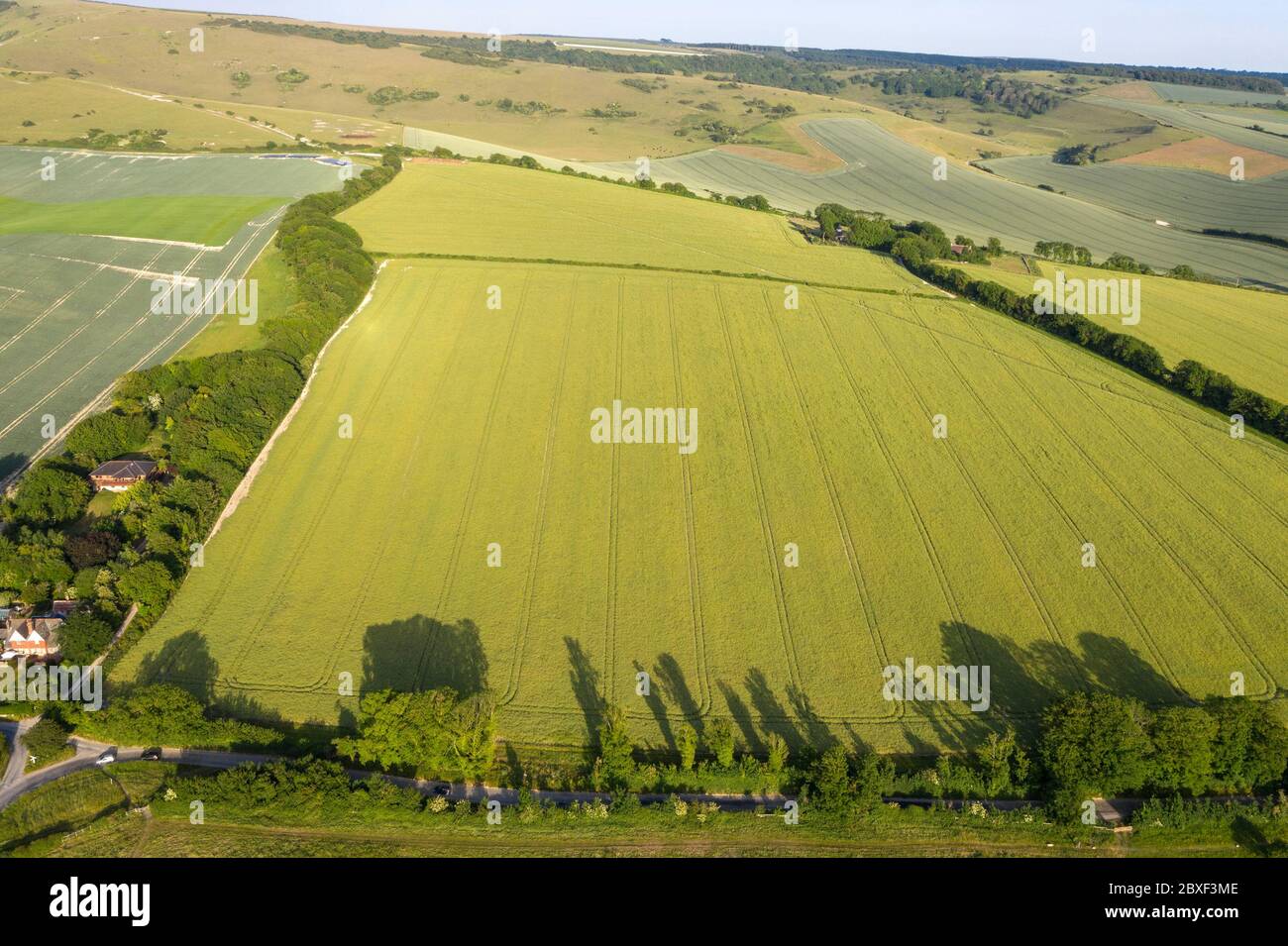 Stunning drone landscape image over lush green Summer English ...