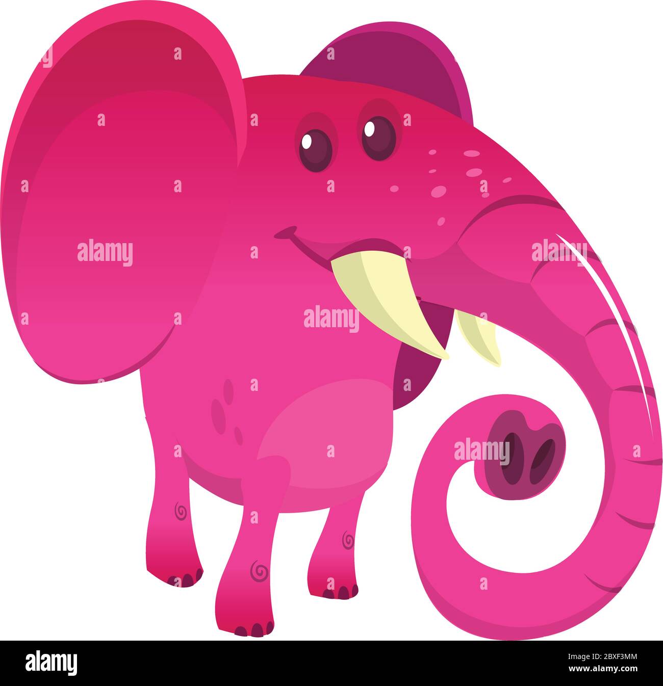 Pretty cartoon pink elephant. Vector illustration isolated Stock Vector ...
