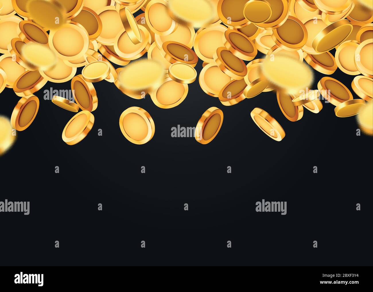 Falling coins, falling money, flying gold coins, golden rain. Jackpot ...