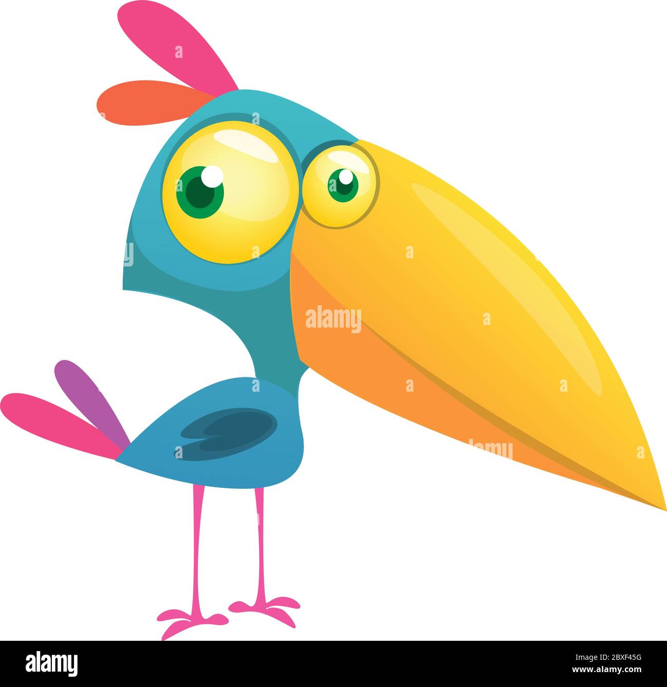 Funny blue bird cartoon. Vector illustration of jungle blue bird ...