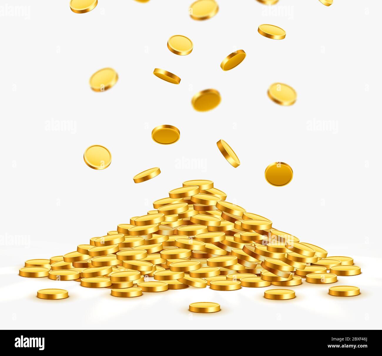 Falling coins, falling money, flying gold coins, golden rain. Jackpot ...