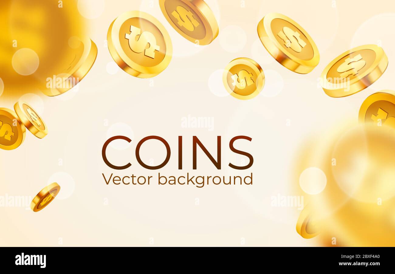 Falling coins, falling money, flying gold coins, golden rain. Jackpot ...