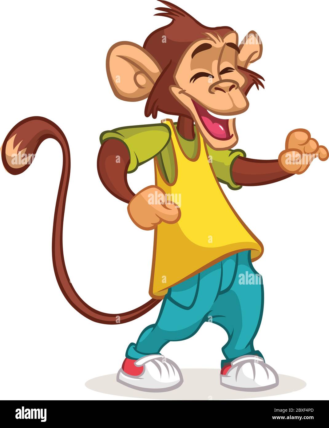 Cartoon monkey dancing. Vector illustration. Chimpanzee dancer Stock ...
