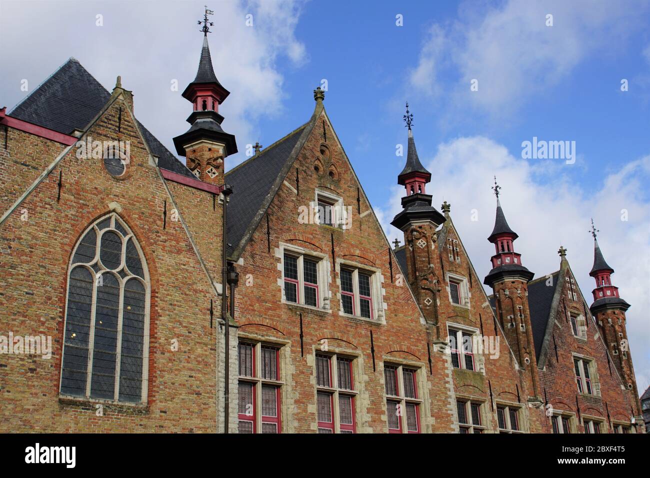Diagonal View of Houses with Gable Roofs and Spires Stock Photo - Alamy