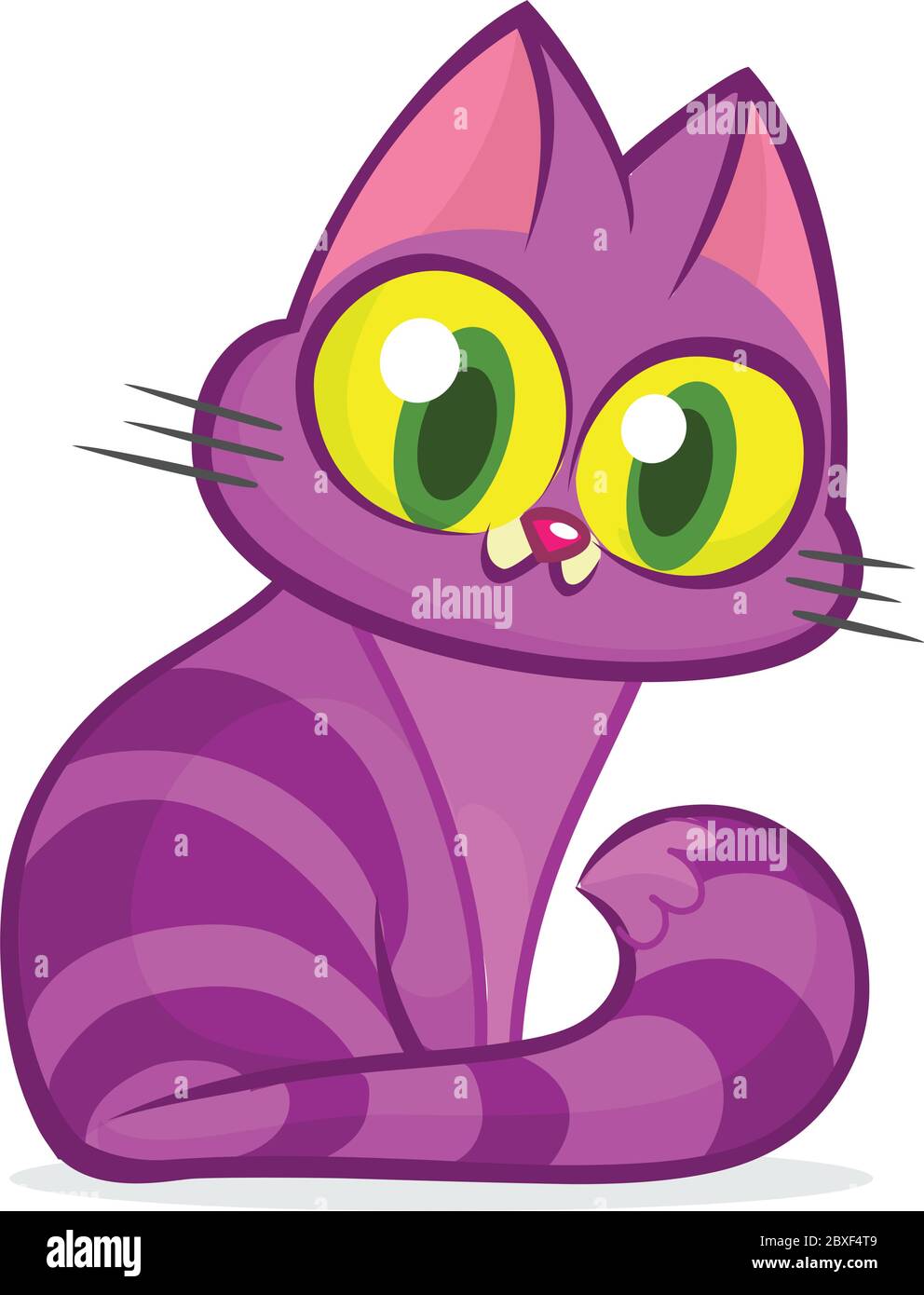 Cartoon pretty purple fat cat. Fat striped cat illustration isolated ...