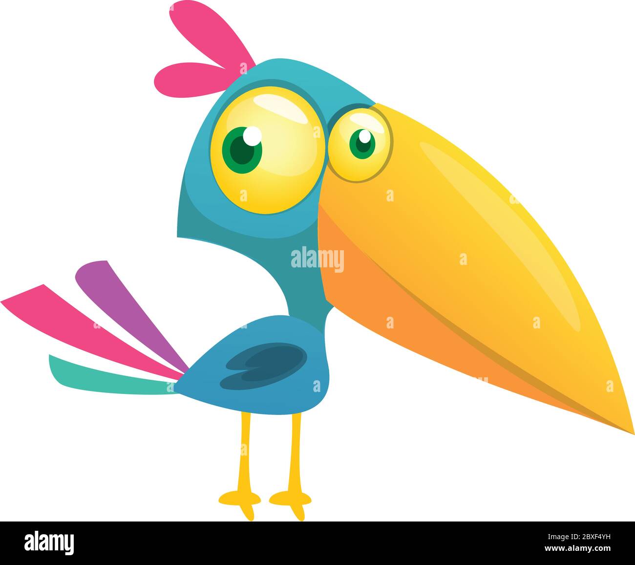 Funny blue bird cartoon. Vector illustration of forest blue bird ...