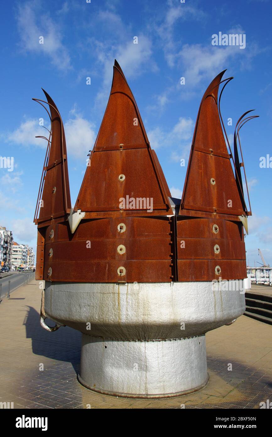 Rust-Coloured Sculpture on Ostend’s Inner Harbour Promenade Stock Photo ...