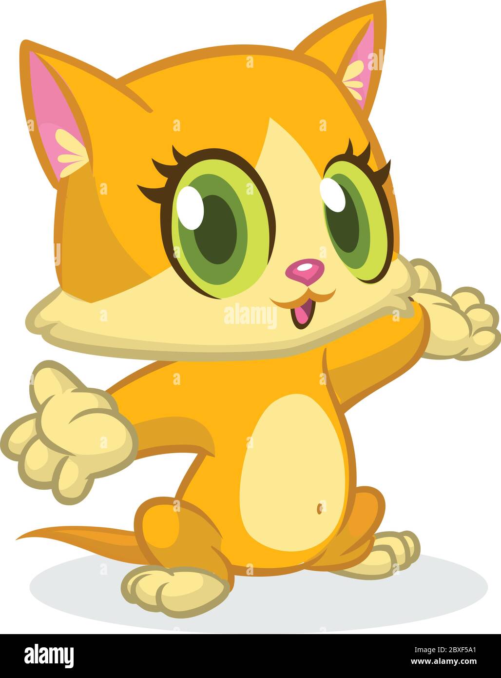 Cute and pretty cartoon kitty. Vector illustration Stock Vector Image ...