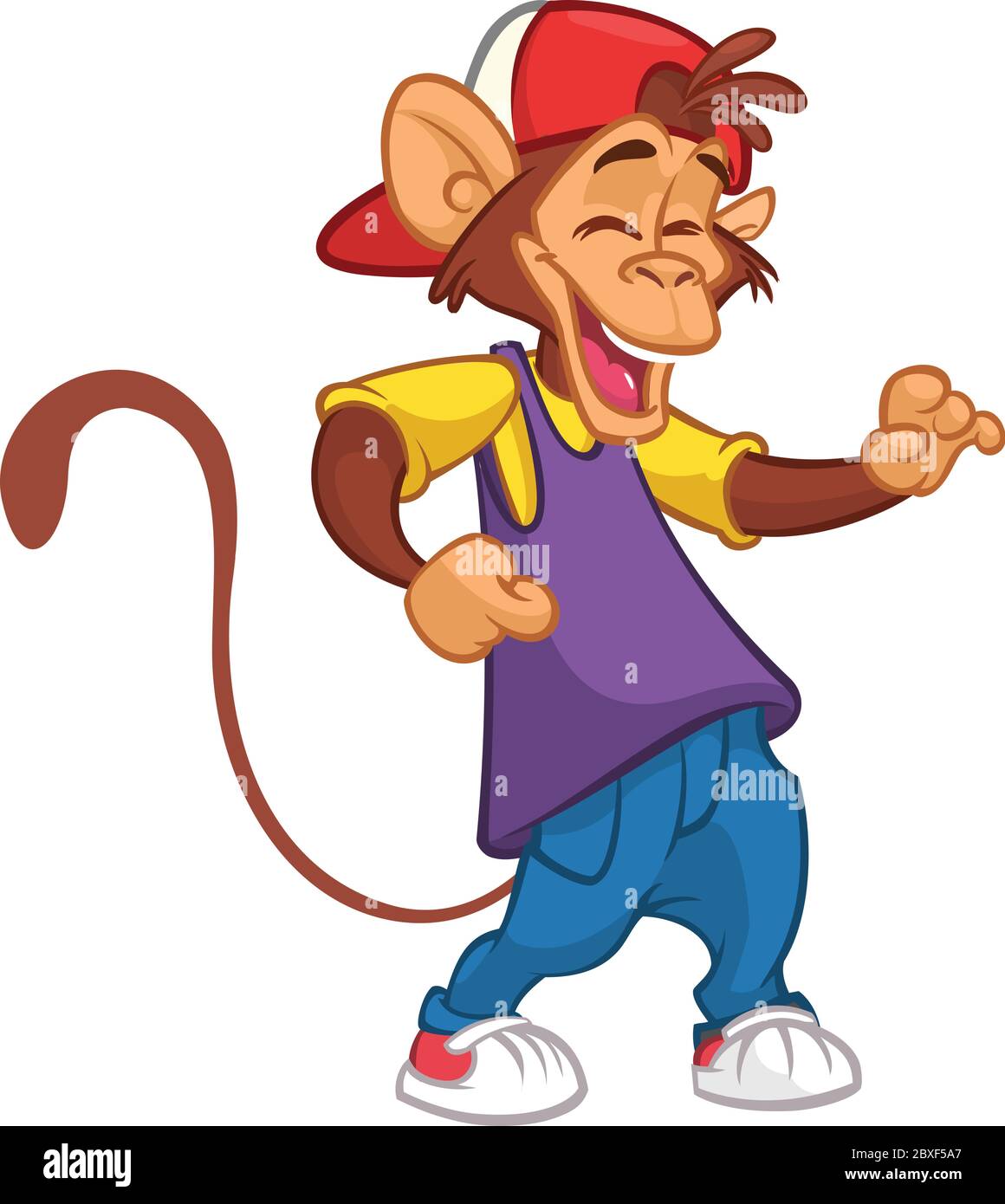 Cartoon monkey dancing. Vector illustration. Chimpanzee dancer Stock ...