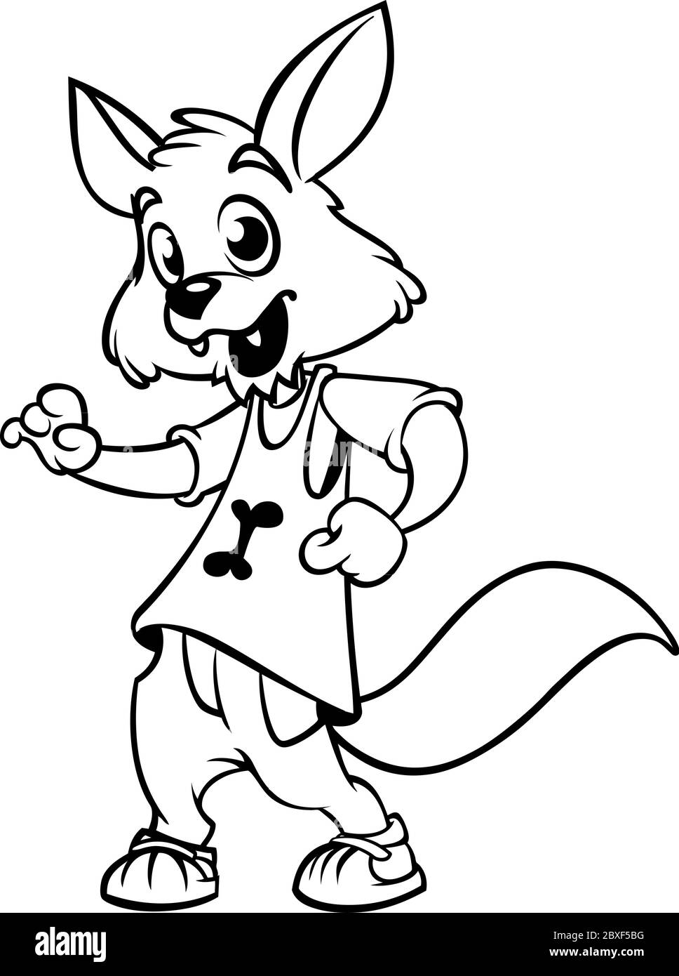 Cartoon fox dancing. Vector illustration outlined. Design for coloring ...