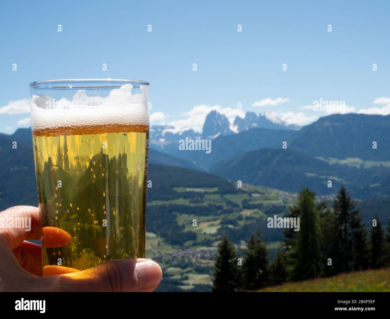 a fresh bier in mountain with a beautiful landscape in a sunny day ...