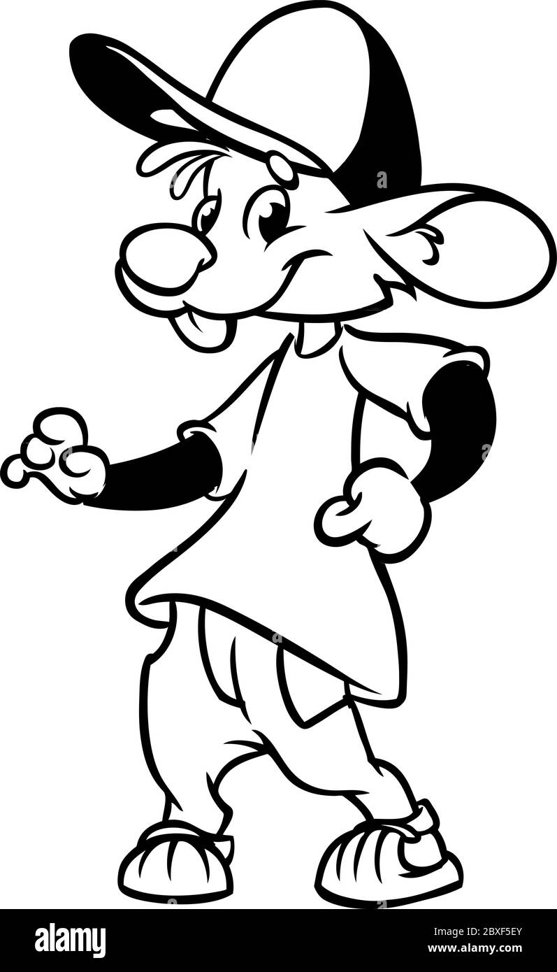 Cartoon mouse dancing. Vector illustration outlined. Design for ...