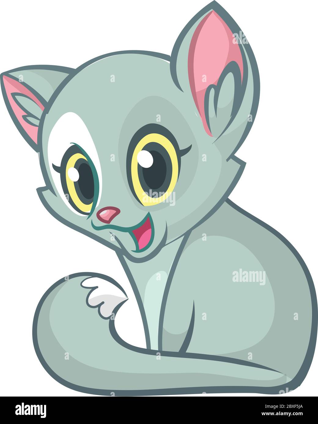 Cute and pretty cartoon kitty sitting. Vector illustration Stock Vector ...
