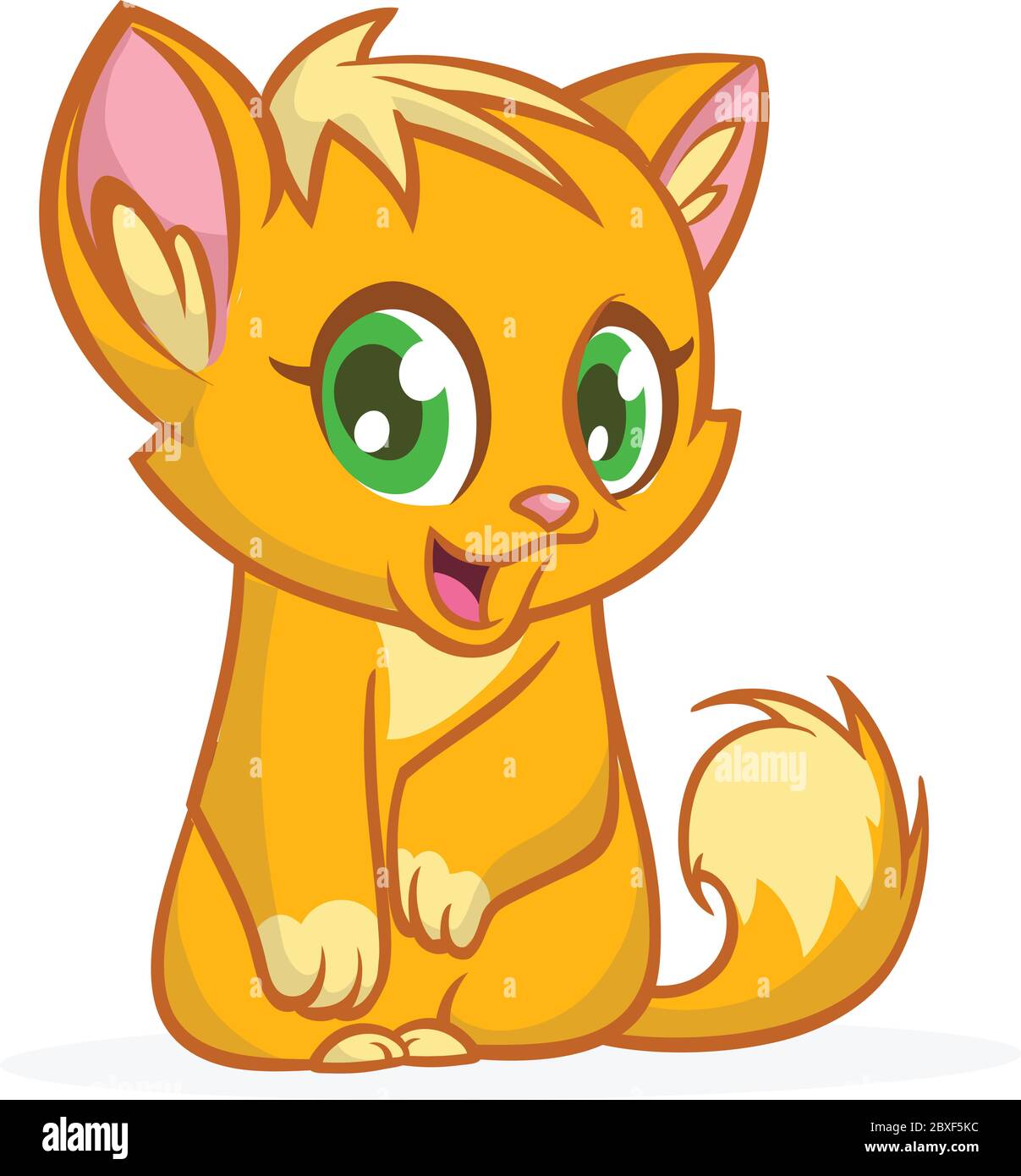 Cute and funny cartoon cat. Vector illustration Stock Vector Image ...