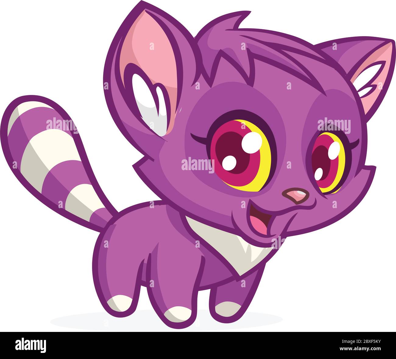 Cute and pretty cartoon kitty. Vector illustration Stock Vector Image ...
