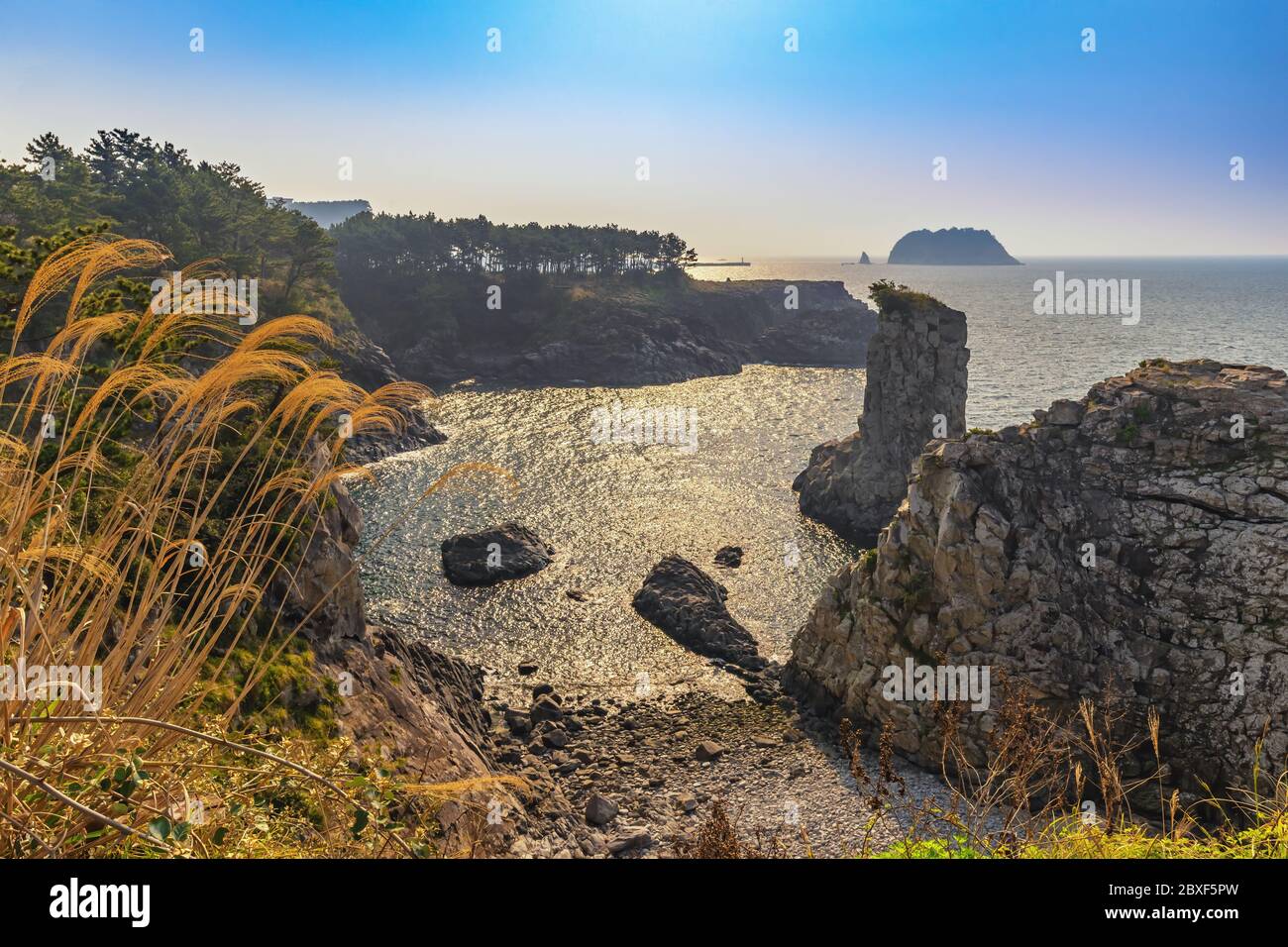 Jeju Island South Korea, nature landscape at Jeju Do Oedolgae Rock ...