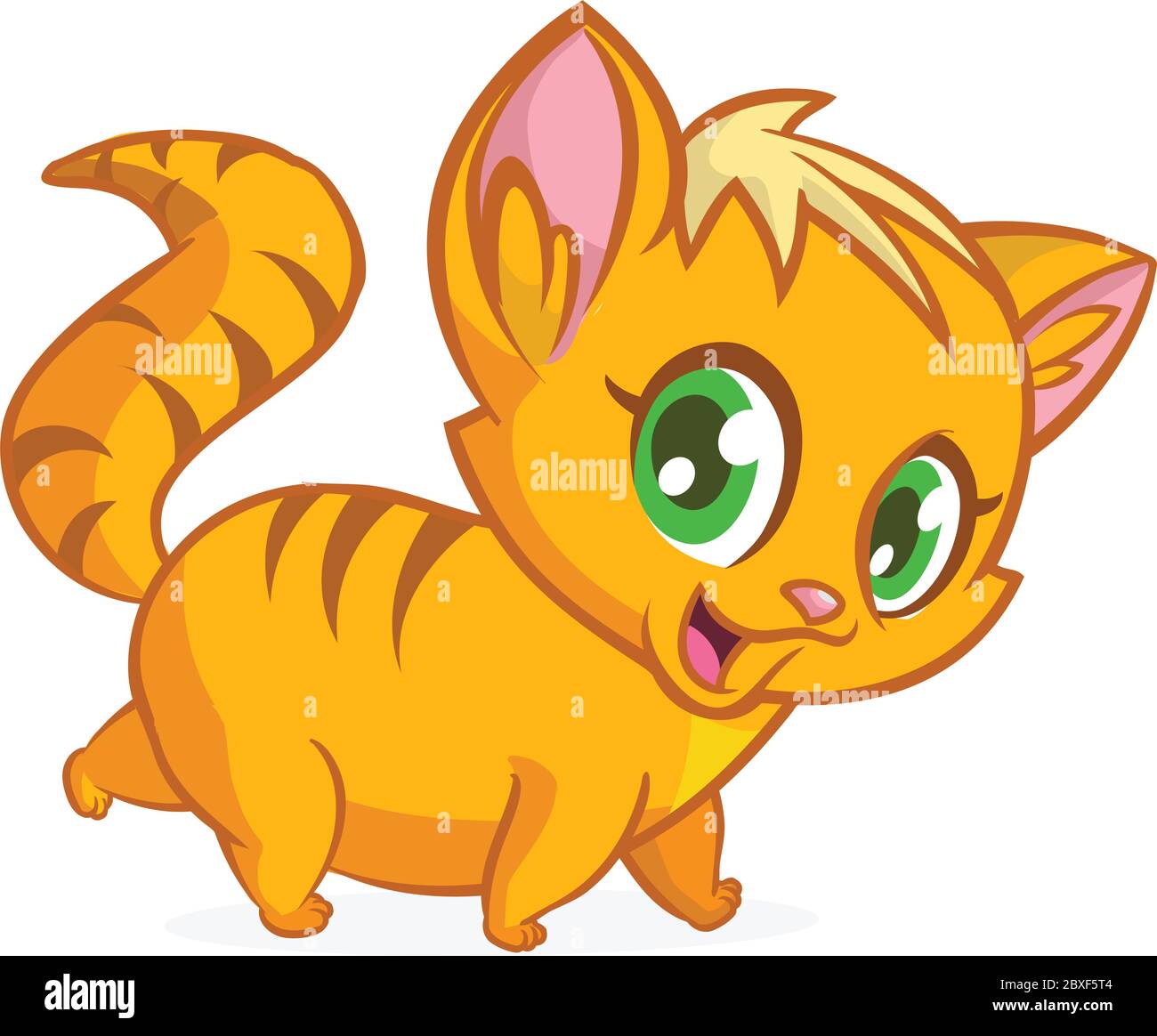 Cute and pretty cartoon kitty. Vector illustration Stock Vector Image ...