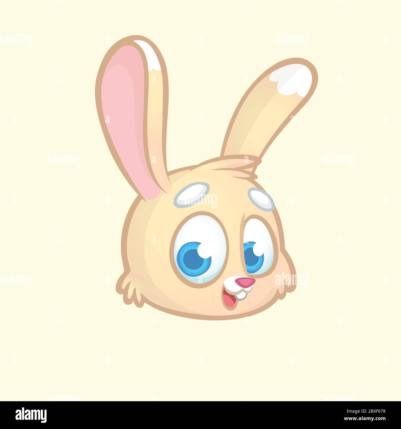 Animal icon element, cartoon rabbit head isolated white background ...