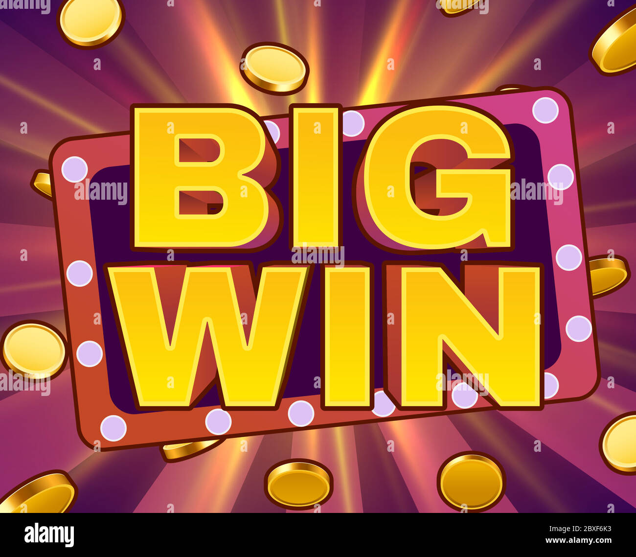 Big win sign with gold realistic 3d coins background. Jackpot concept ...