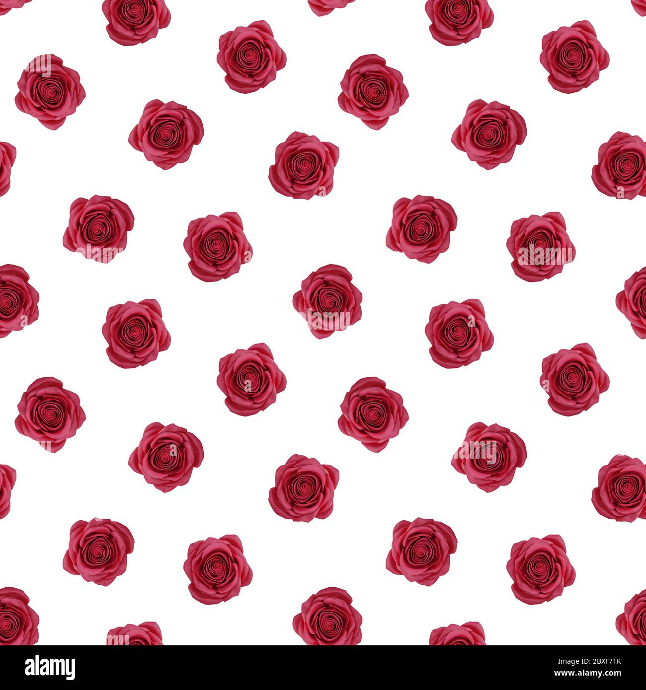 seamless pattern of red roses on a white background. 3d illustration ...
