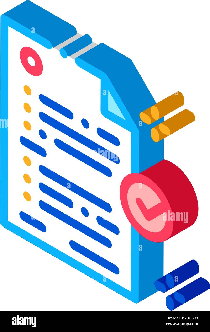 Document Confirmation Isometric Icon Vector Illustration Stock Vector