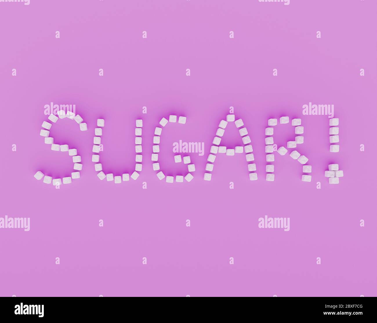 word SUGAR of sugar cubes on pink background, 3d render Stock Photo - Alamy