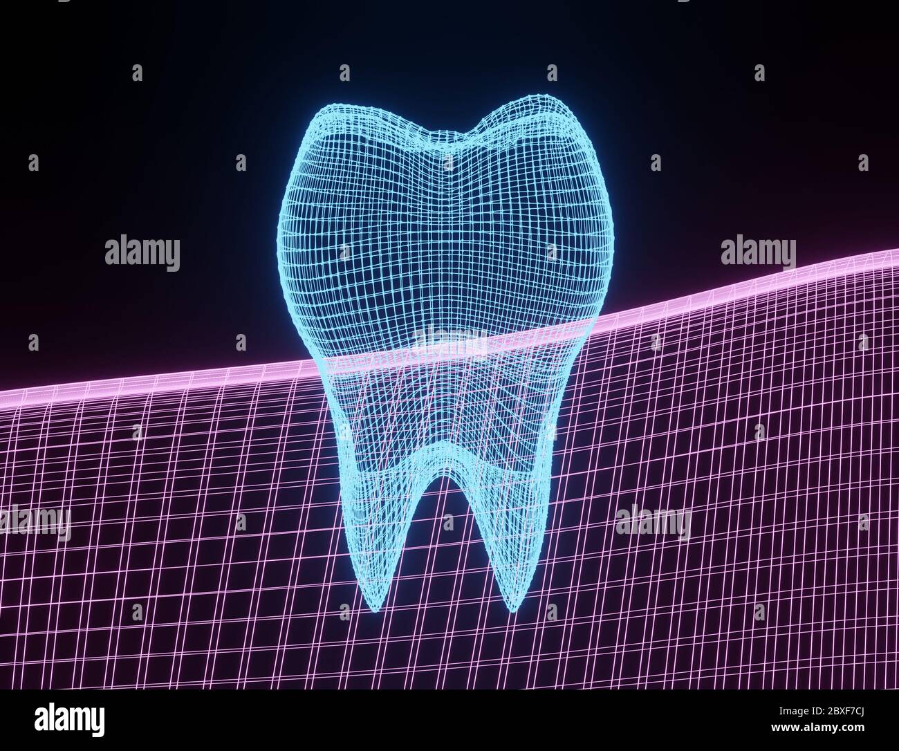 Tooth Wireframe Mesh. Neon grid molar. Connection Structure. Dental ...